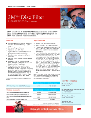 Fillable Online 3M Disc Filter 2138 Product Information Sheet.pub Fax ...