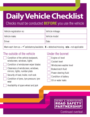 Fillable Online Daily Vehicle Checklist Fax Email Print - pdfFiller