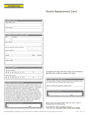 Fillable Online Tenant Replacement Card Fax Email Print - pdfFiller