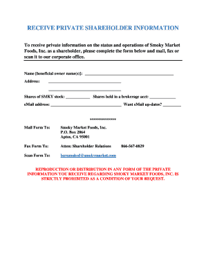 Fillable Online RECEIVE PRIVATE SHAREHOLDER INFORMATION Fax Email Print ...