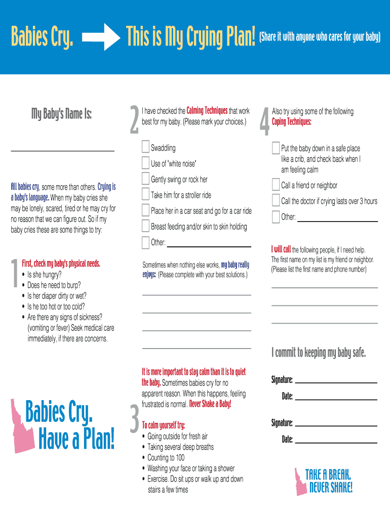 Fillable Online giraffelaugh Babies Cry This is My Crying Plan ...