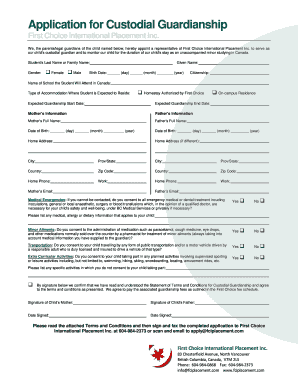 Fillable Online Guardianship Application and Terms & Conditions - First ...