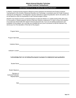 Fillable Online Alberta Advanced Education Technology Private ...