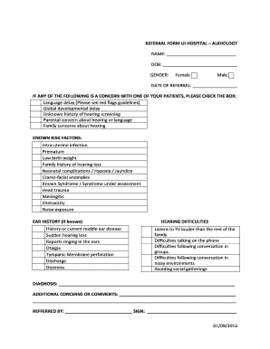 Fillable Online REFERRAL FORM UI HOSPITAL AUDIOLOGY IF ANY OF THE Fax ...