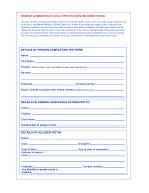Fillable Online trampoline-east BRITISH GYMNASTICS CHILD PROTECTION ...