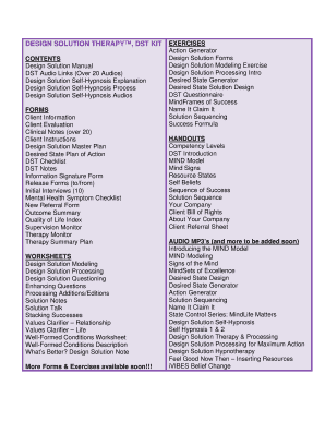 Fillable Online DESIGN SOLUTION THERAPY DST KIT EXERCISES CONTENTS ...