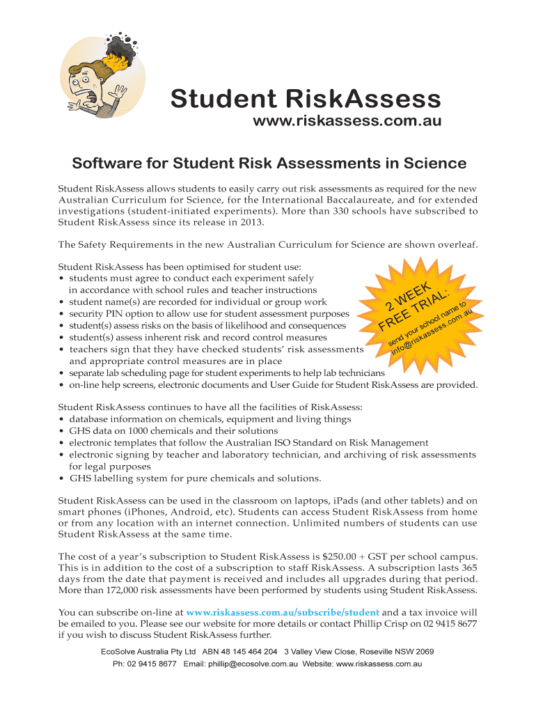 Fillable Online Student RiskAssess Fax Email Print - pdfFiller