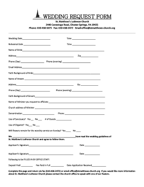 Fillable Online stmatthews-church WEDDING REQUEST FORM - St Matthew039s ...