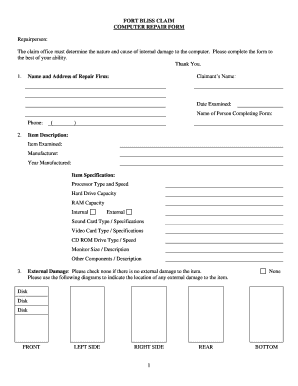 Fillable Online FORT BLISS CLAIM Fax Email Print - pdfFiller