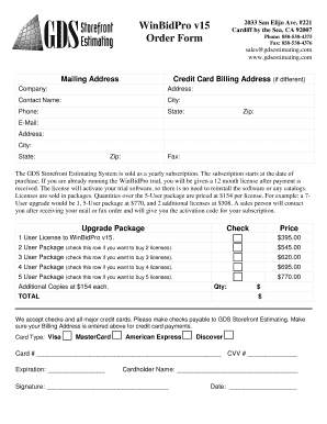 Fillable Online Download New Order Form - GDS Estimating Fax Email ...