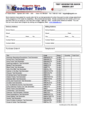 Fillable Online Special FAX Test Generator Order Formrtf Fax Email ...