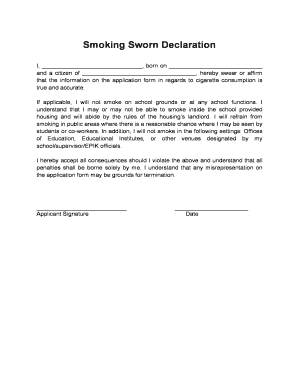 Fillable Online Smoking Sworn Declaration - bKorviab Consulting Fax ...