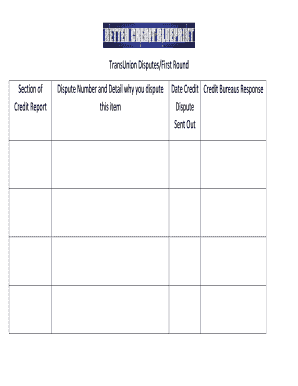 Fillable Online TransUnion Disputes/First Round Fax Email Print - pdfFiller