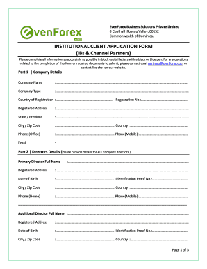 Fillable Online INSTITUTIONAL CLIENT APPLICATION FORM IBs amp Channel ...