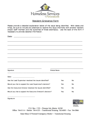 Resident Grievance Form - Fill Online, Printable, Fillable, Blank ...