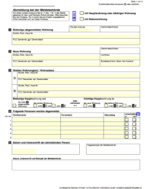 Ausfüllbar Online schoenebeck Abmeldung bei der Meldebehrde Die Daten ...