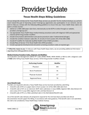 Fillable Online Texas Health Steps Billing Guidelines Fax Email Print ...