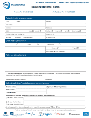 Fillable Online Imaging Referral Form - UME Diagnostics Fax Email Print ...
