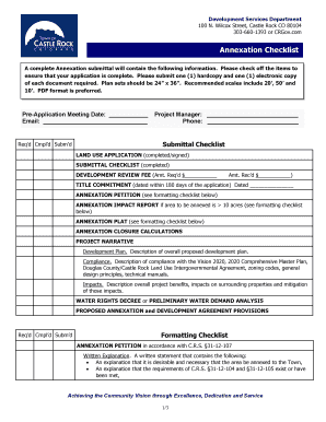 Fillable Online Annexation Checklist - Town of Castle Rock Fax Email ...