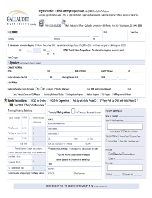 Fillable Online gallaudet Registrar's Office -? Student Procedures & Action Forms - Gallaudet ...