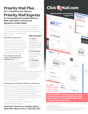 Fillable Online Priority Mail Plus Priority Mail Express - Click2Mail ...