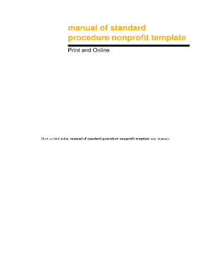 Fillable Online Manual of standard procedure nonprofit template ...