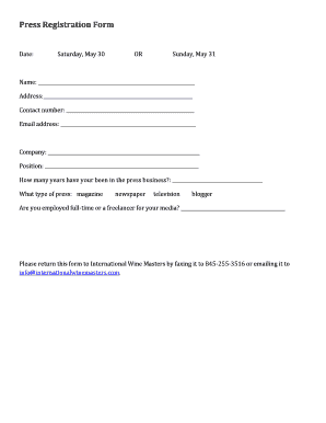 Fillable Online Press Registration Form - International Wine Masters ...