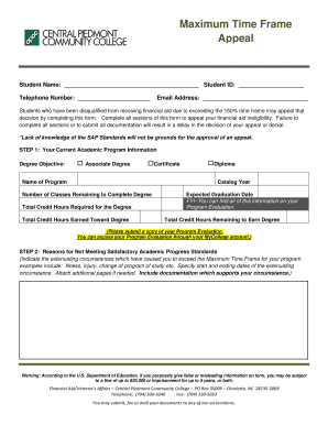 Fillable Online cpcc Maximum Time Frame Appeal Form - Central Piedmont Community ... Fax Email ...