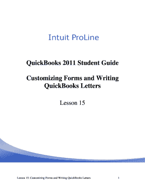 Fillable Online QuickBooks 2011 Student Guide Customizing Forms and Fax ...