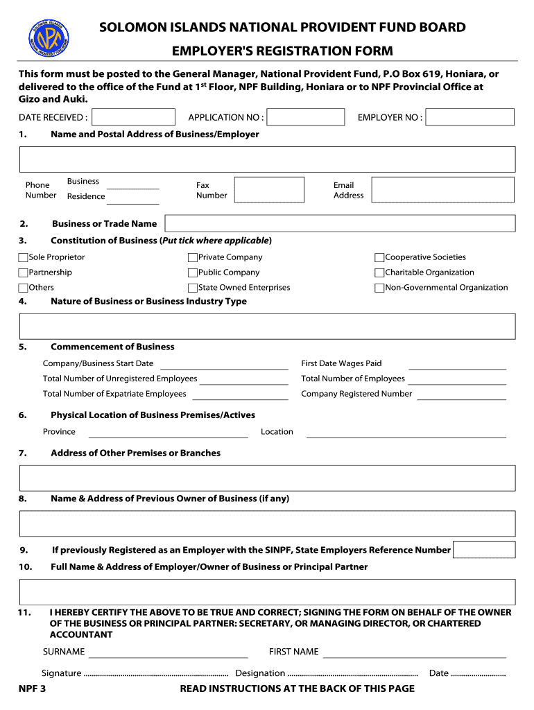 Solomon Islands National Provident Fund - Fill Online, Printable ...
