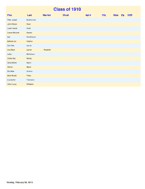 Fillable Online nhsalumniassoc Class of 1910 First Last Peter Joseph ...