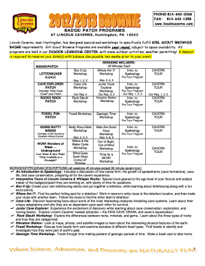 Fillable Online Geology day girl scout information sheet and ...