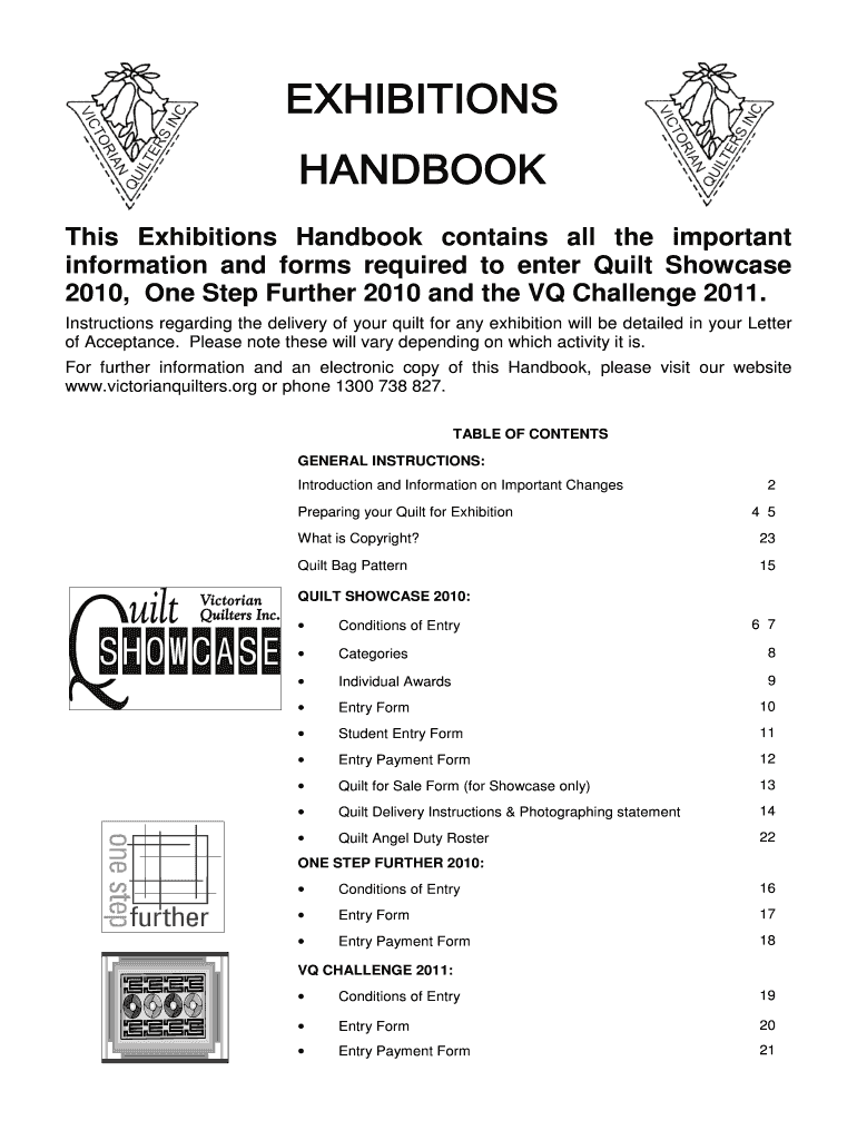 Fillable Online victorianquilters EXHIBITIONSEXHIBITIONS HANDBOOK ...