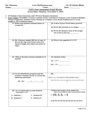 Fillable Online Unit 1 Post Assessment Review Sheetdocx Fax Email Print ...