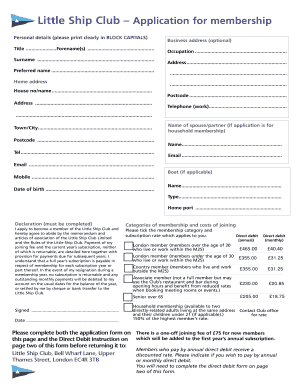 Fillable Online Little Ship Club Application for membership Fax Email ...