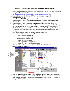 Fillable Online abeta co Procedure to Mail Merge labels from Betty ...