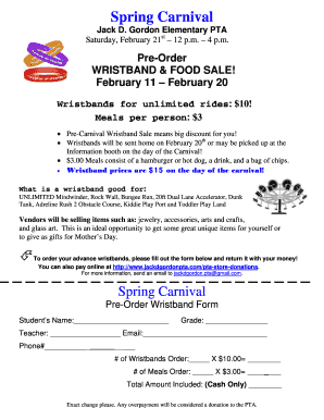 Fillable Online Spring Carnival - Jack D. Gordon Elementary Community ...