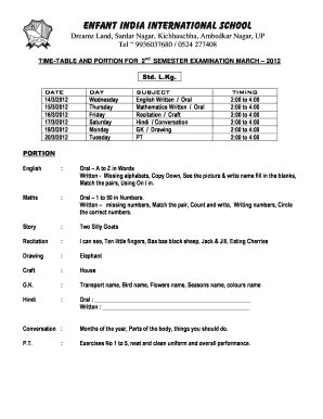 Fillable Online enfantindia LKG AND UKG TIME TABLE.doc Fax Email Print ...