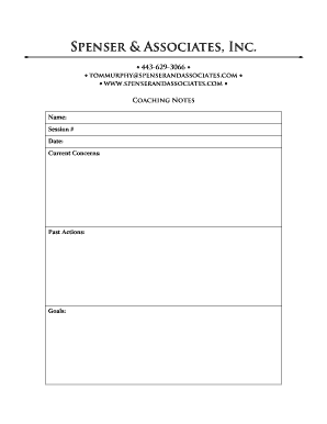 Fillable Online Coaching Notes Form.pdf - Spenser & Associates, Inc ...