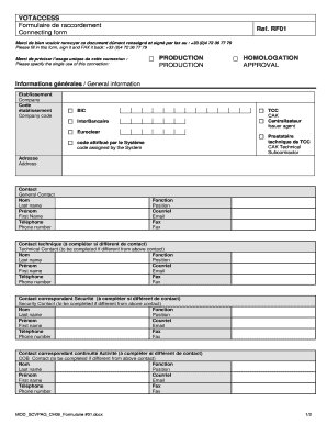 Fillable Online VOTACCESS Formulaire de raccordement Ref RF01 Connecting form Fax Email Print ...