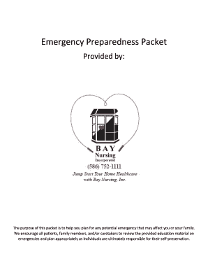 Fillable Online Emergency Preparedness Packet - Bay Nursing Fax Email ...