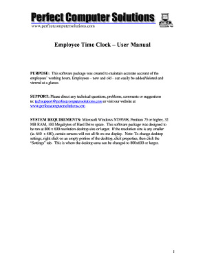 Fillable Online Employee Time Clock User Manual Fax Email Print - pdfFiller