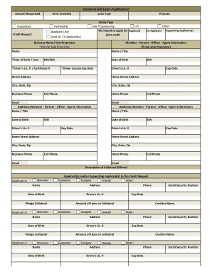 Fillable Online Commercial Real Estate Loan Application Commercial Loan
