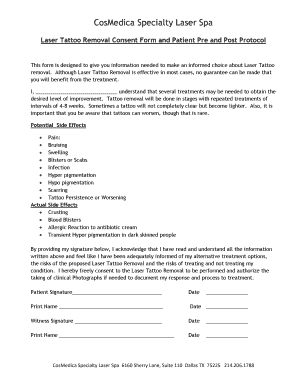 Fillable Online Tattoo Removal Consent Form and Pre and Post Protocol ...
