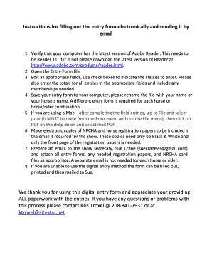 Fillable Online Instructions for filling out the entry form ...
