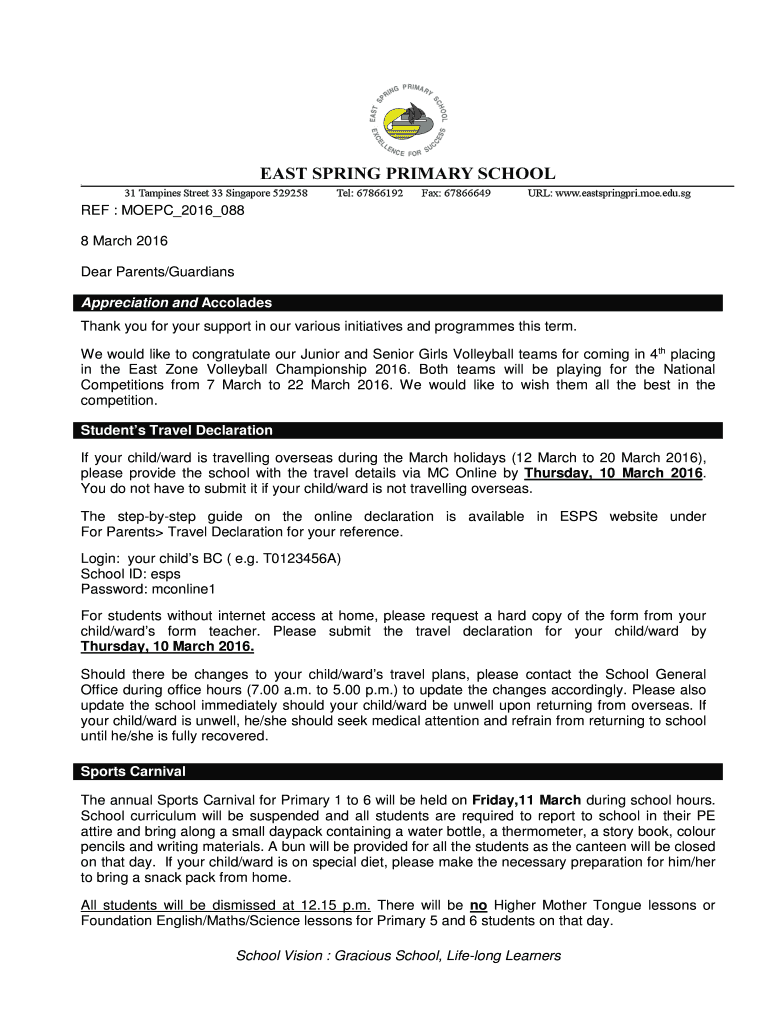 Fillable Online eastspringpri moe edu Appreciation and Accolades ...