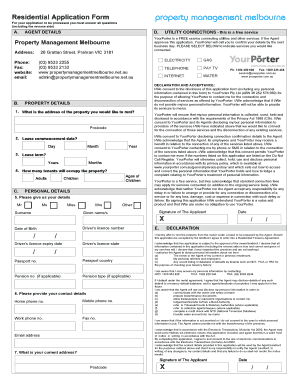Fillable Online propertymanagementmelbourne net Residential Application ...