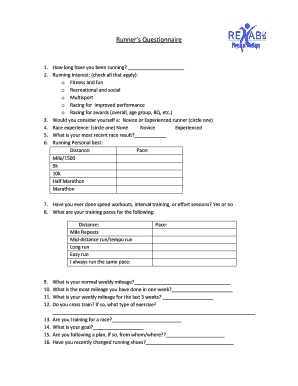 Fillable Online Runners Questionnaire Fax Email Print - pdfFiller