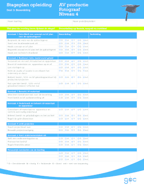 Fillable Online goc Stageplan opleiding AV productie Fotograaf Deel 3 ...