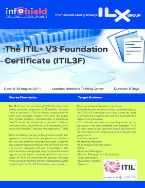 Fillable Online The ITIL V3 Foundation Certificate ITIL3F Fax Email ...